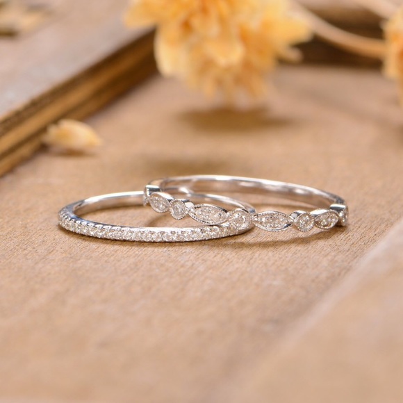 Jewelry | 2pcs Solid 925 Silver Wedding Bands Stackable Ring | Poshmark